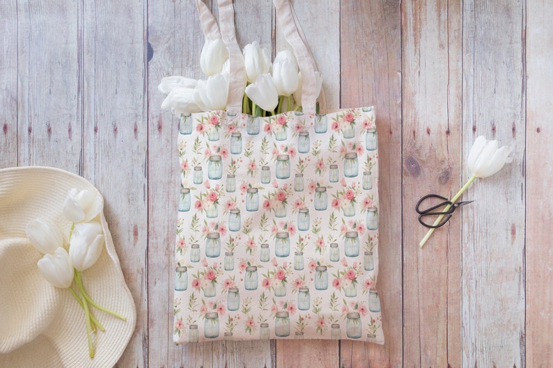 30 Seamless Watercolor Flower Mason Jars Digital Papers Digital Papers ...