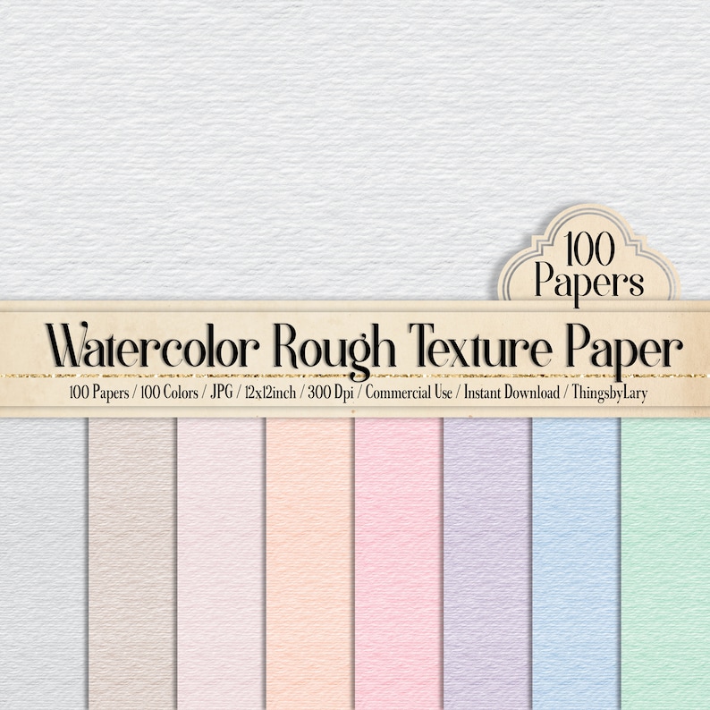 100 Watercolor Rough Texture Papers 12inch Instant Download Commercial ...