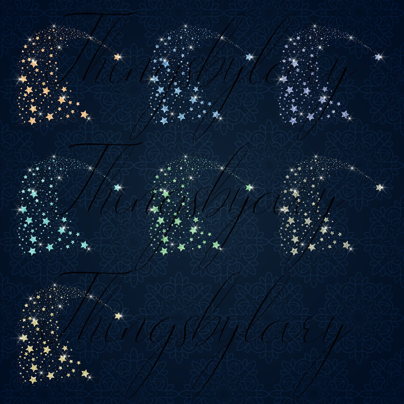 16 Glowing Glitter Comet Star Galaxy Overlay Images 16 Colors | Etsy