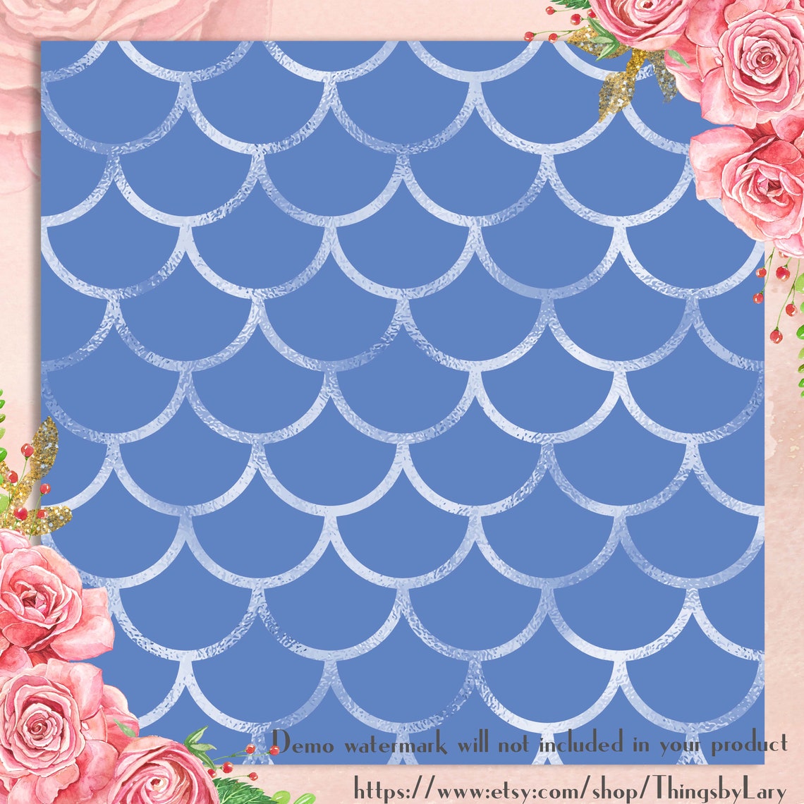 100 Seamless Foil Mermaid Scale Papers 12 Inch 300 Dpi Instant Download ...