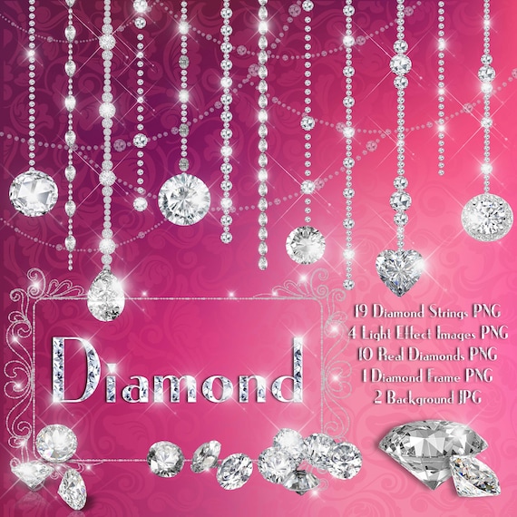 Hanging Diamond Chain Clipartdiamond Stringjewelry - Etsy
