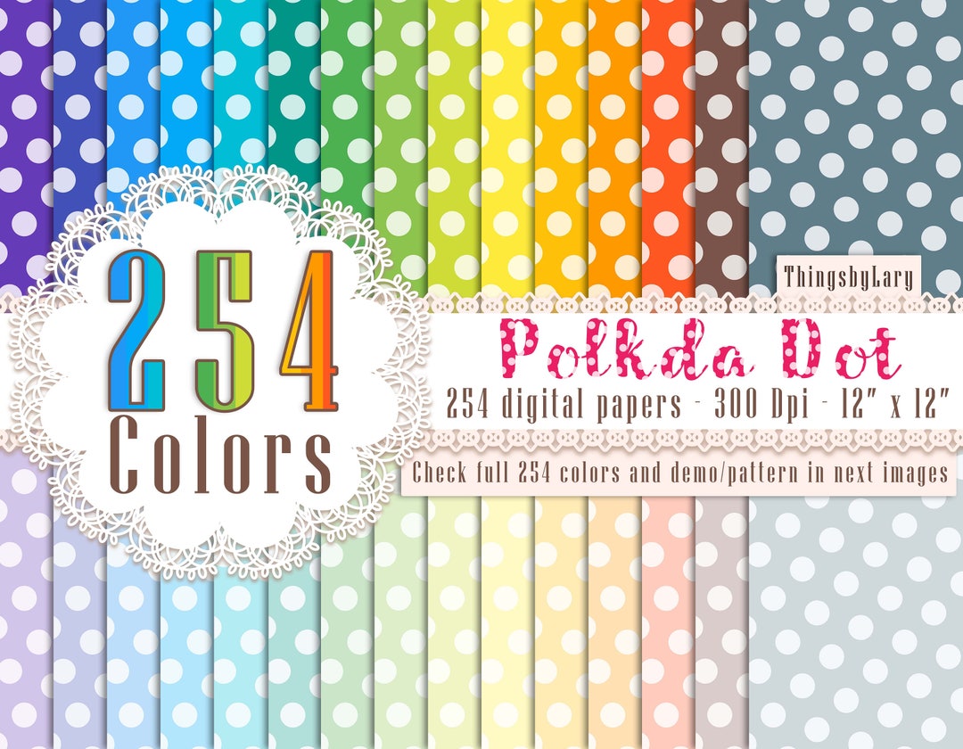 254 Rainbow Tinted Polka Dot Pattern Papers in 12 X 12 Inch 300 Dpi ...