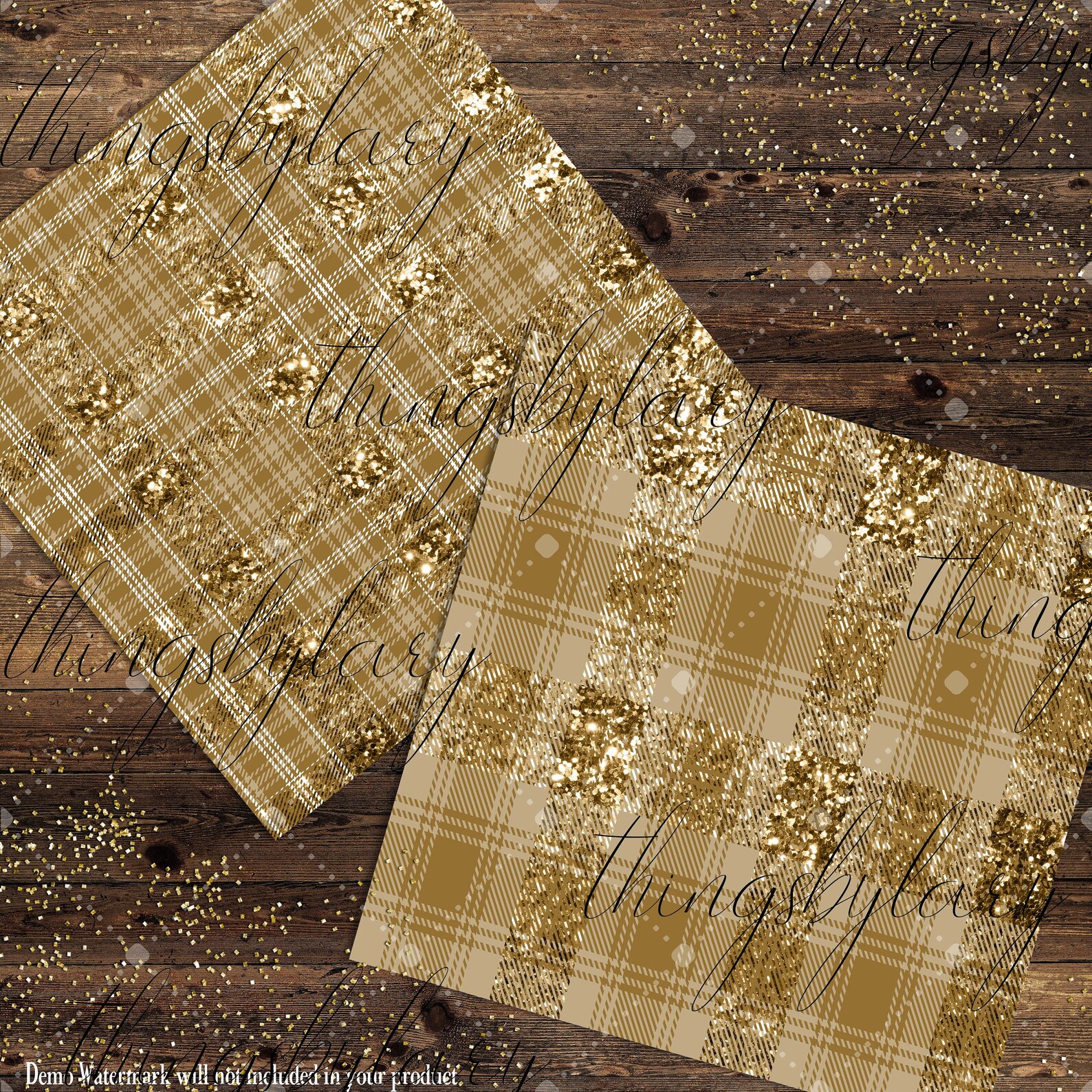 16 Antique Gold Glitter Plaid Tartan Digital Paper Pack 12inch | Etsy
