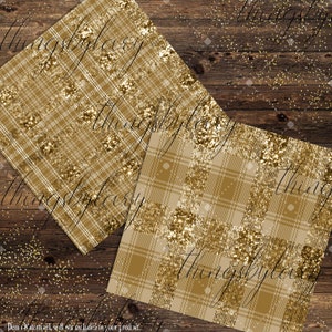 16 Antique Gold Glitter Plaid Tartan Digital Paper Pack 12inch 300 Dpi ...