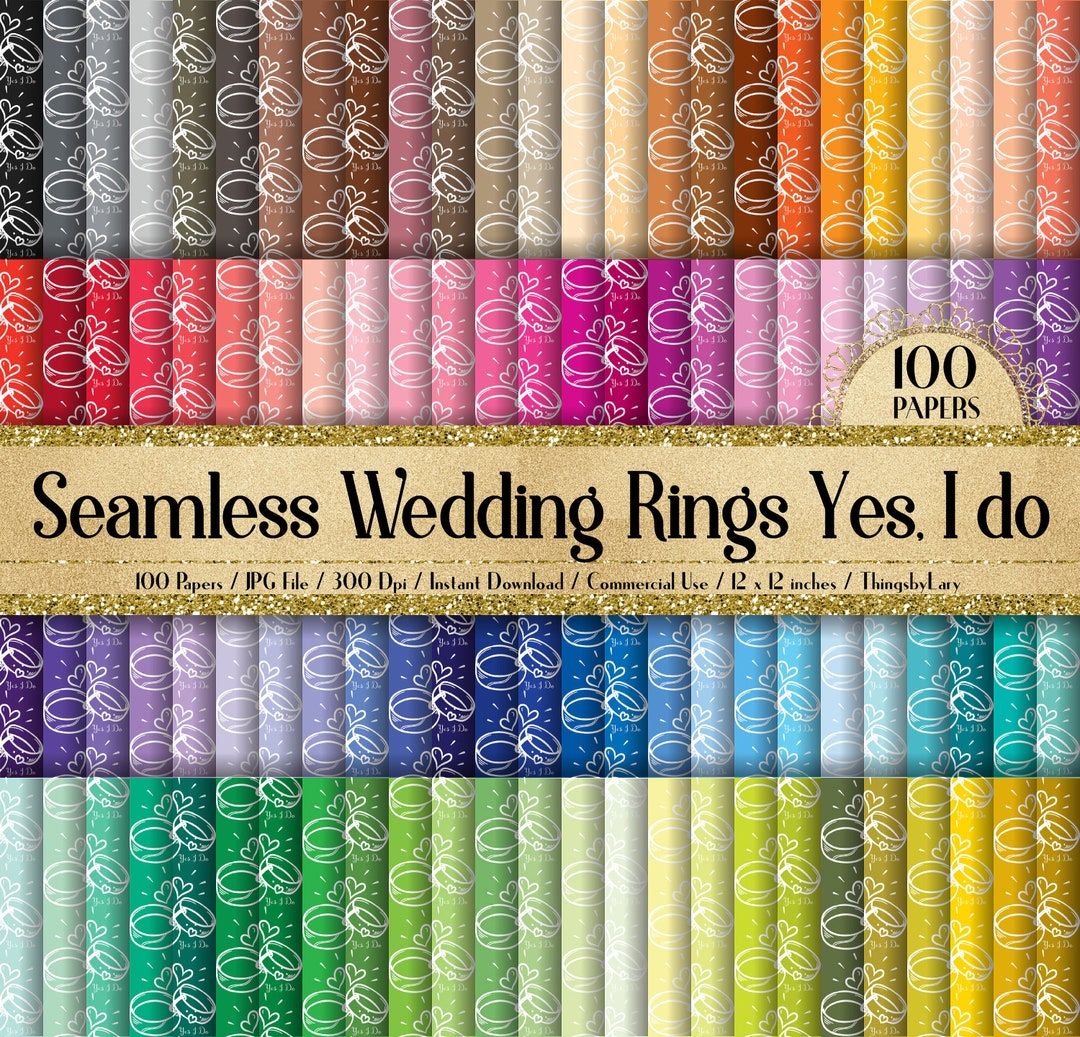 100 Seamless Wedding Rings Yes I Do Digital Papers Commercial Use ...