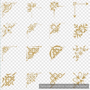 16 Gold Glitter Corner Borders,floral Ornament,corner Wedding ...