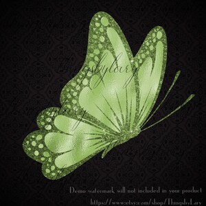 30 Greenery Foil and Glitter Butterfly Digital Images 300 Dpi Instant ...