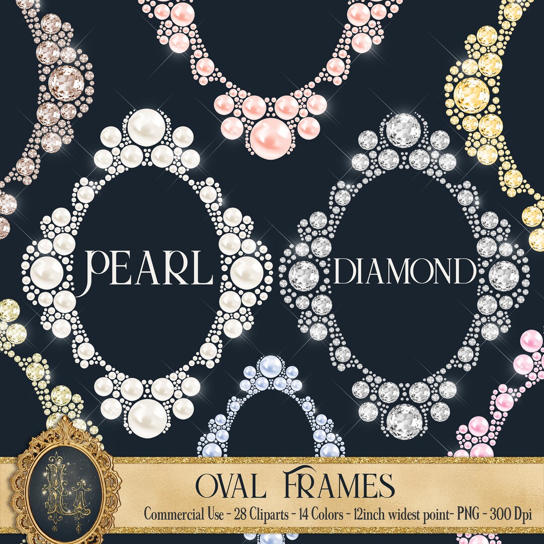28 Diamond and Pearl Oval Frames, 300 Dpi, Instant Download, Commercial ...