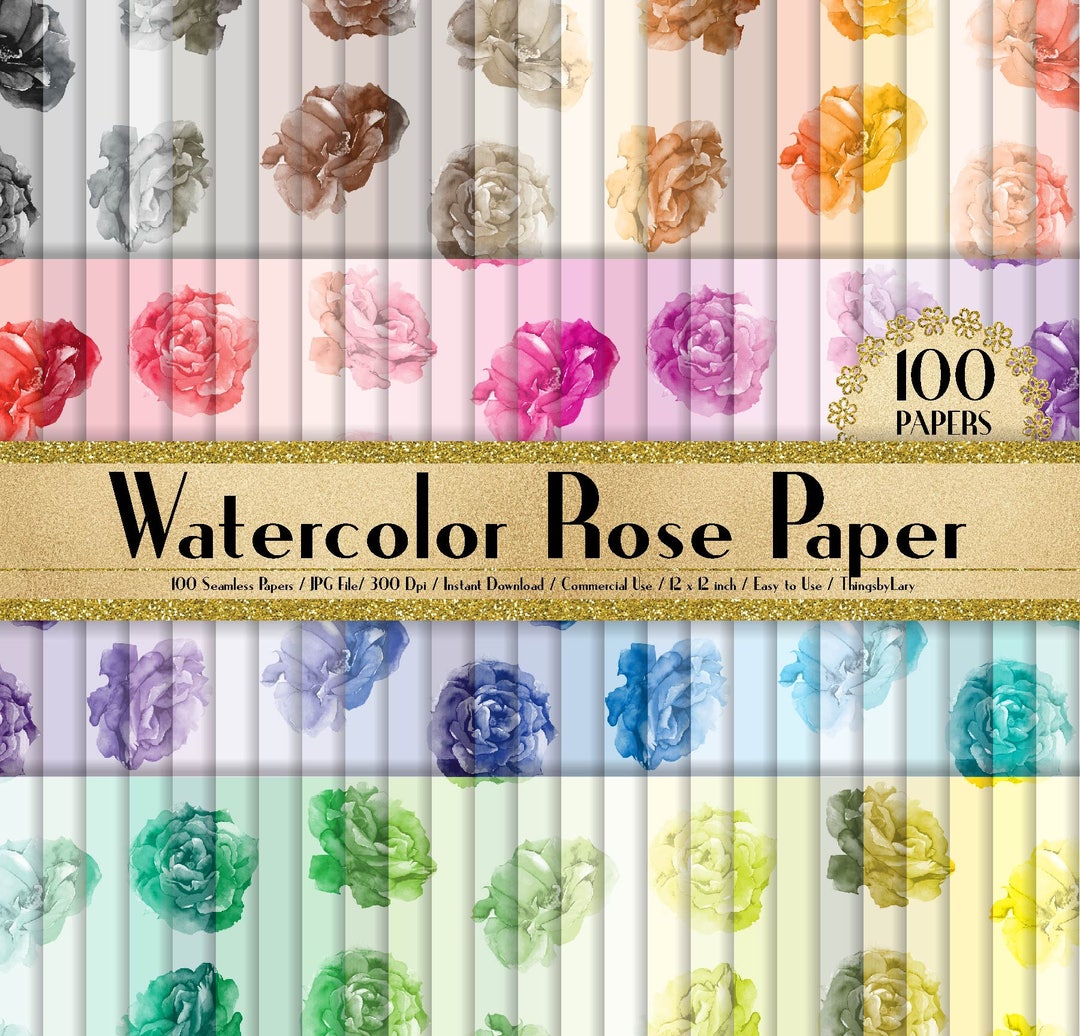 100 Seamless Watercolor Rose Papers 12 Inch,300 Dpi Planner Paper ...