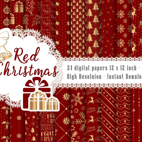 24 Black & Gold Christmas Digital Papers 12 X 12 Inch 300 Dpi - Etsy