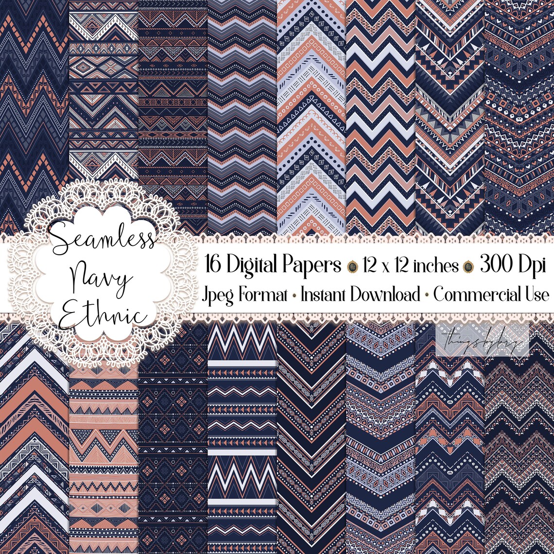 16 Seamless Ethnic Tribal Aztec Boho Pattern Digital Papers 12" 300 Dpi ...