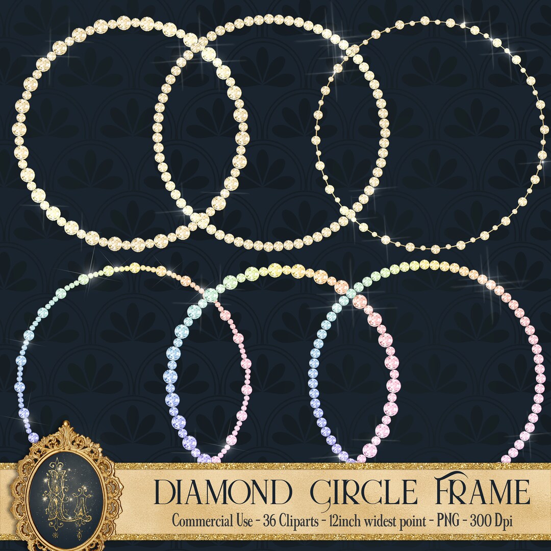 36 Rainbow Diamond Circle Frames,new Year Celebration Party,instant ...