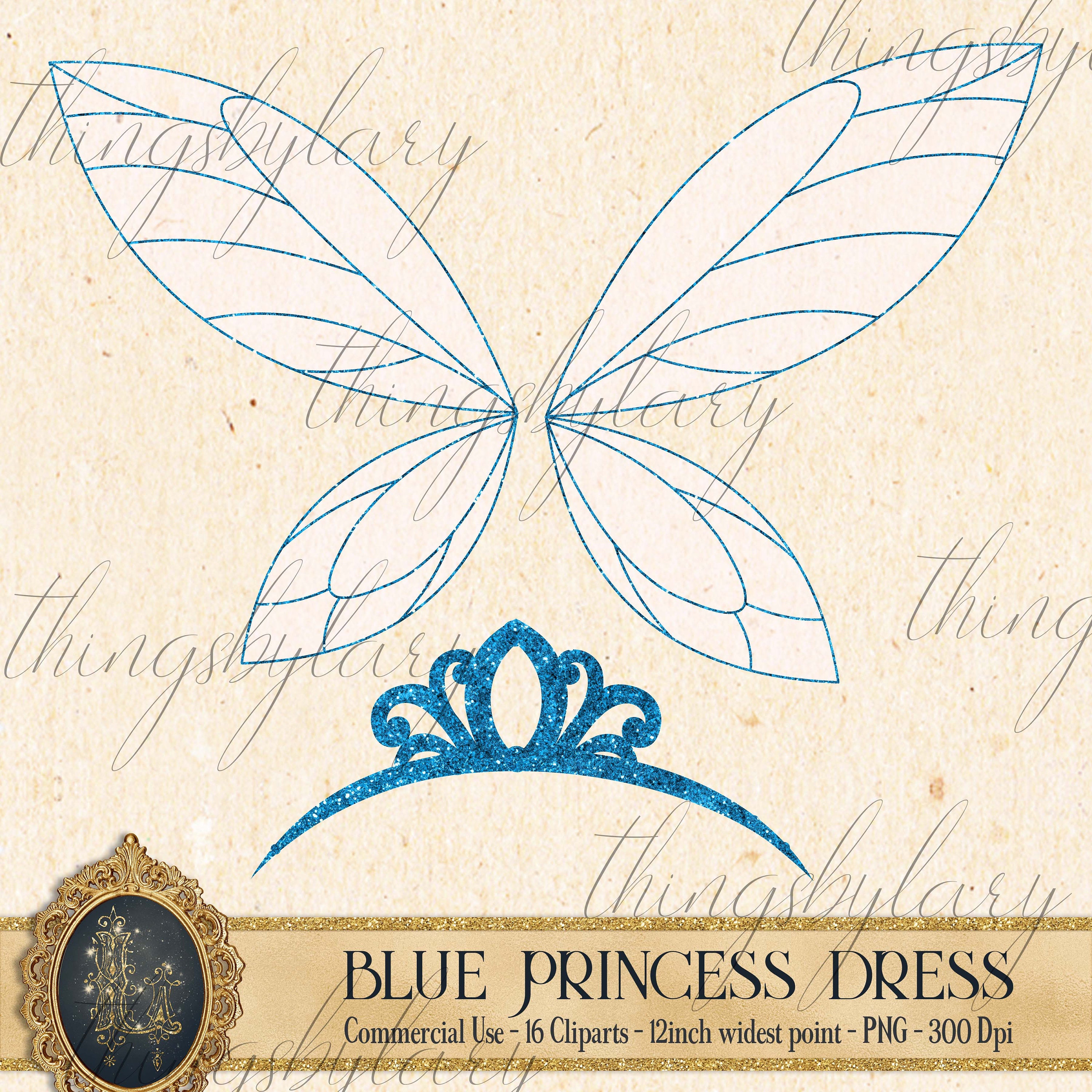 16 Blue Princess Dress Clip Arts Princess Baby Shower | Etsy