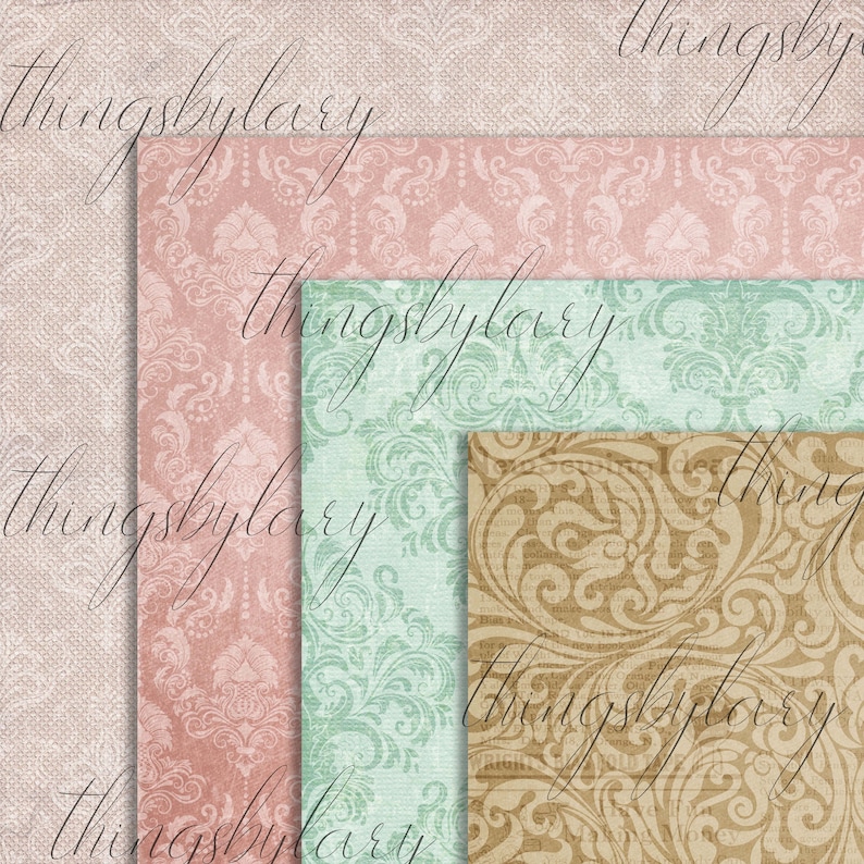 32 Antique Damask Papers Instant Download Commercial Use 300 Dpi ...