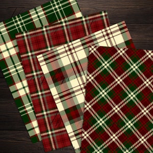 16 Red and Green Plaid Pattern Papers 8.5x11 Inch, Jpeg File, Instant ...