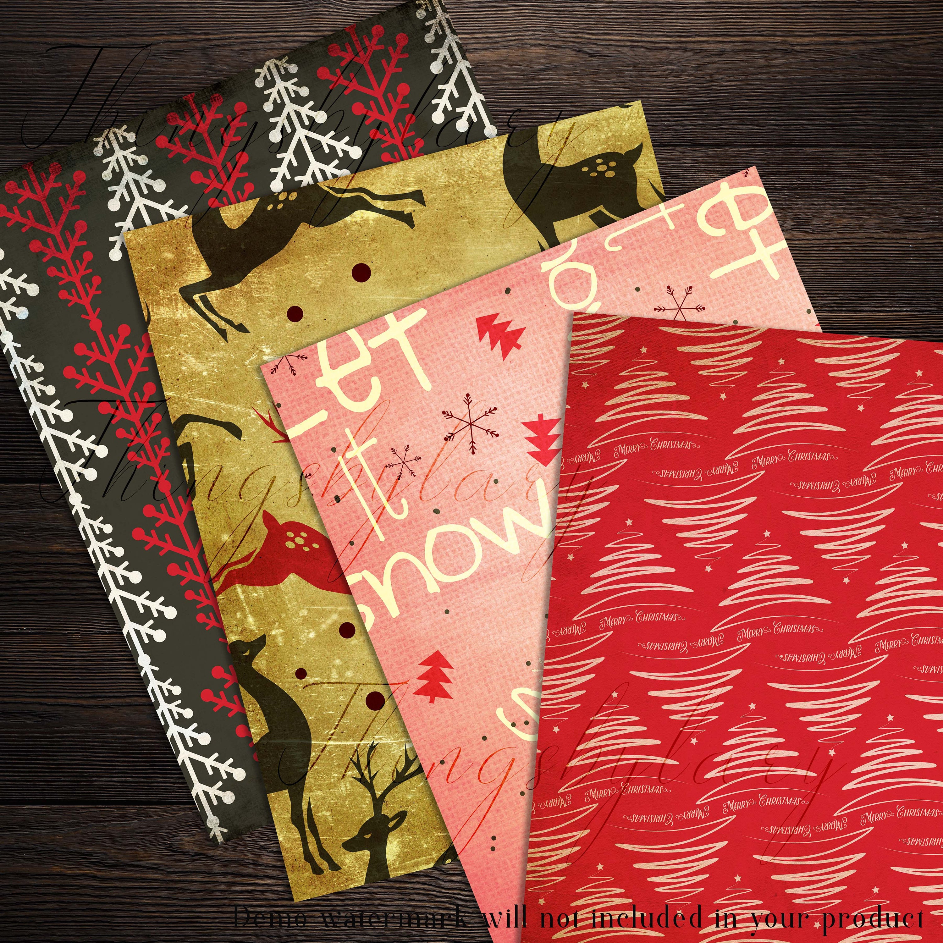 16 Antique Christmas Digital Paper 8.5x11" Instant Download Commercial ...