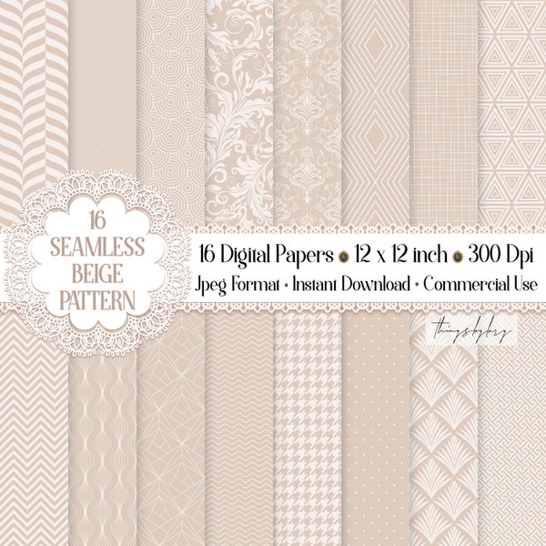 Beige Digital Paper - Etsy