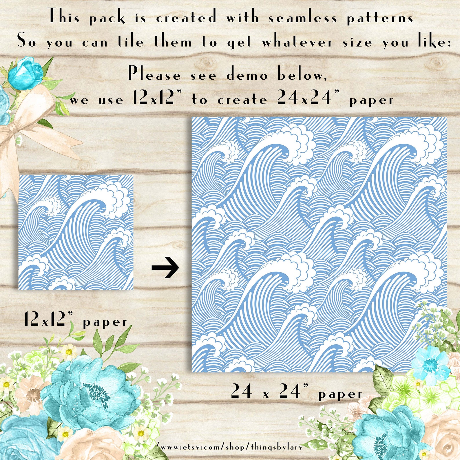 Wave Papersea Paperocean Digital Paperwave Digital - Etsy