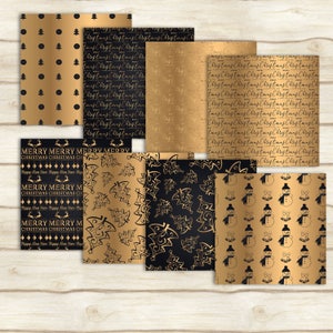 24 Black & Gold Christmas Digital Papers 12 X 12 Inch 300 Dpi Instant ...