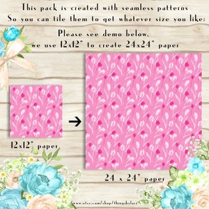 100 Seamless Tulip Flower Papers in 12 Inch, 300 Dpi Planner Paper ...