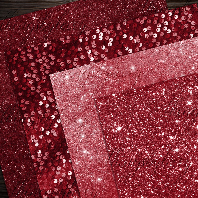 42 Red Glitter Sequin Digital Papers 12x12 300 Dpi - Etsy