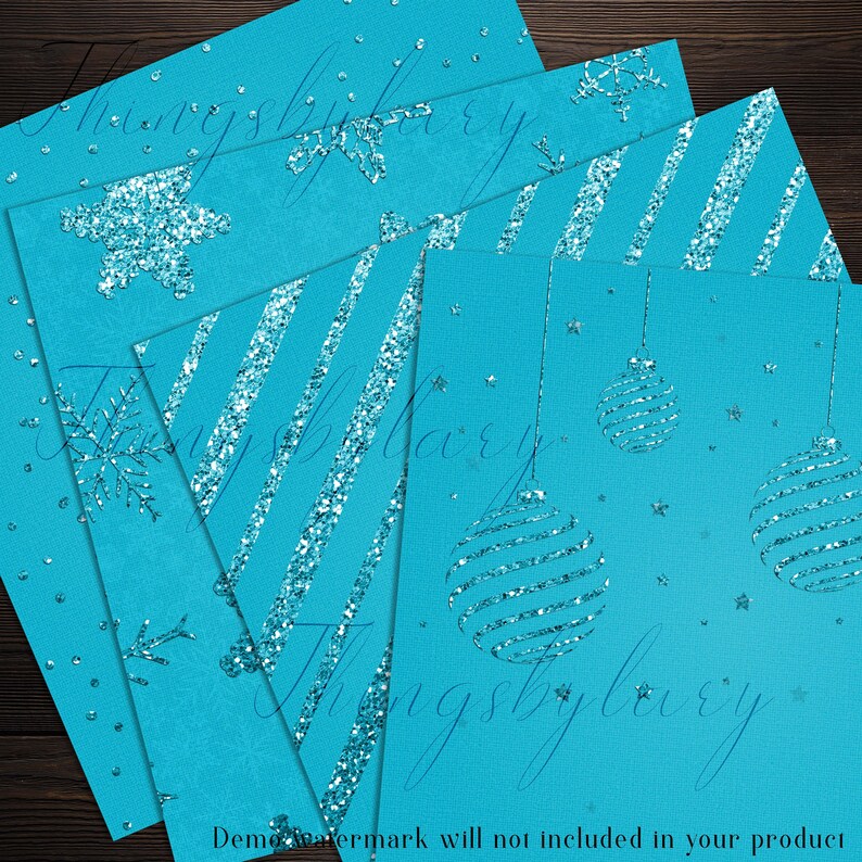 16 Blue Glitter Christmas Digital Papers 12 300 Dpi | Etsy