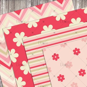 16 Seamless Red Spring Flower Papers in 12inch 300 Dpi Planner Paper ...
