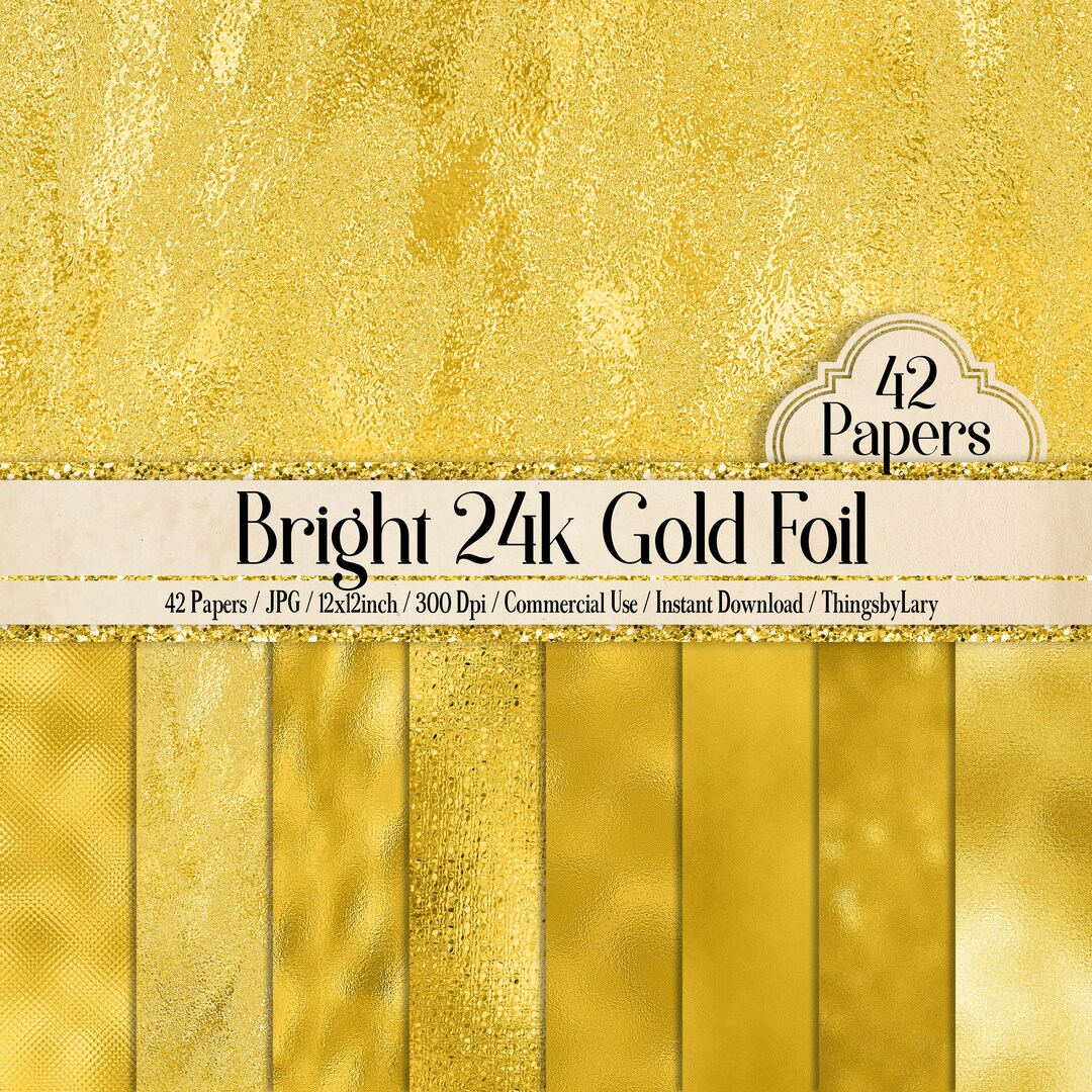 42 Bright 24k Gold Foil Papers 12 Inch 300 Dpi Planner Paper Commercial ...