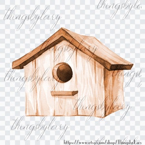 100 Watercolor Wooden Bird House Cliparts, Planner Clipart, Rustic ...