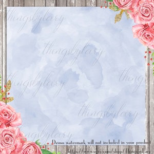 30 Ombre Serenity & Rose Quartz Watercolor Digital Papers 12x12 Inch ...