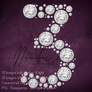 32 Diamond Pearl Rhinestone Number 3 Digital Clip Arts 300 Dpi - Etsy