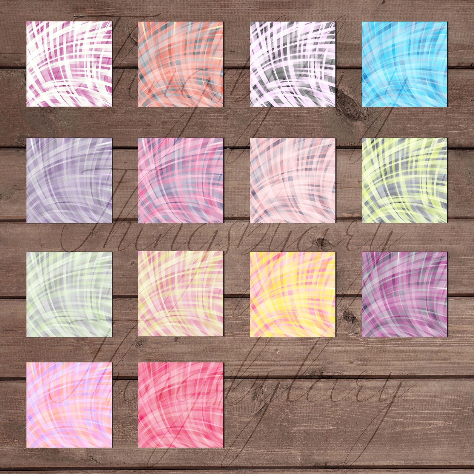 30 Colorful Abstract Curve Shape Digital Papers 12x12" 300 Dpi Instant ...