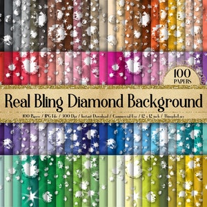 100 Bling Bling Real Diamond Background Digital Papers 12x12" 300 Dpi ...