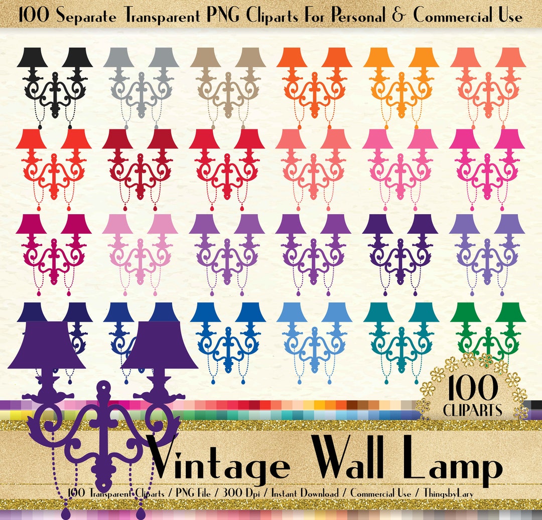 100 Vintage Wall Lamp Clipart, 100 Vintage Lamp Clipart, 100 PNG ...
