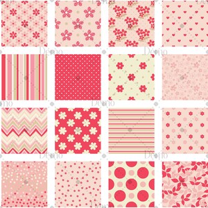 16 Seamless Red Spring Flower Papers in 12inch 300 Dpi Planner Paper ...
