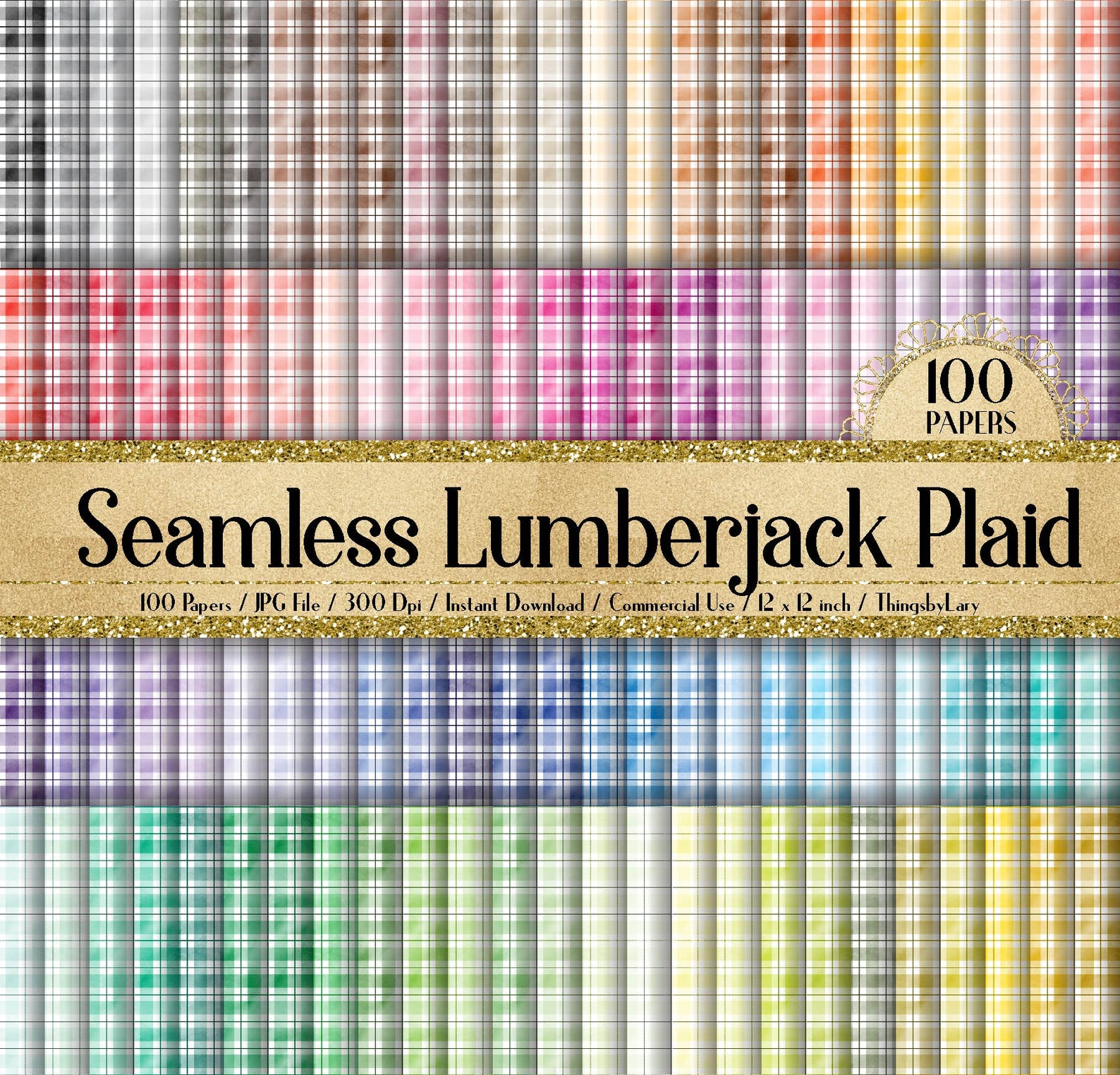 100 Seamless Watercolor Lumberjack Plaid Papers 12 Inch 300 Dpi ...