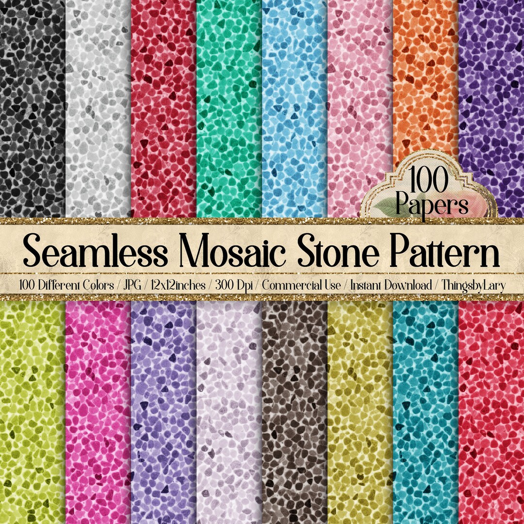 100 Seamless Real Mosaic Stone Digital Papers Commercial Use Small ...