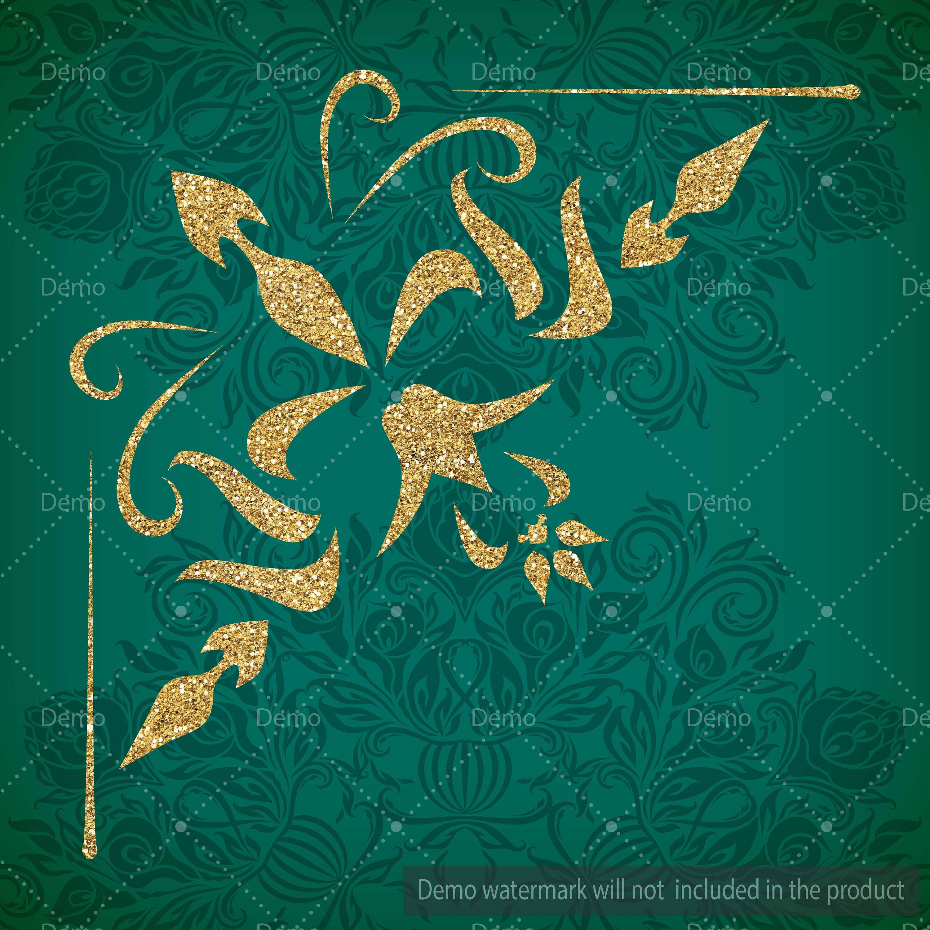 16 Gold Glitter Corner Borders,floral Ornament,corner Wedding ...
