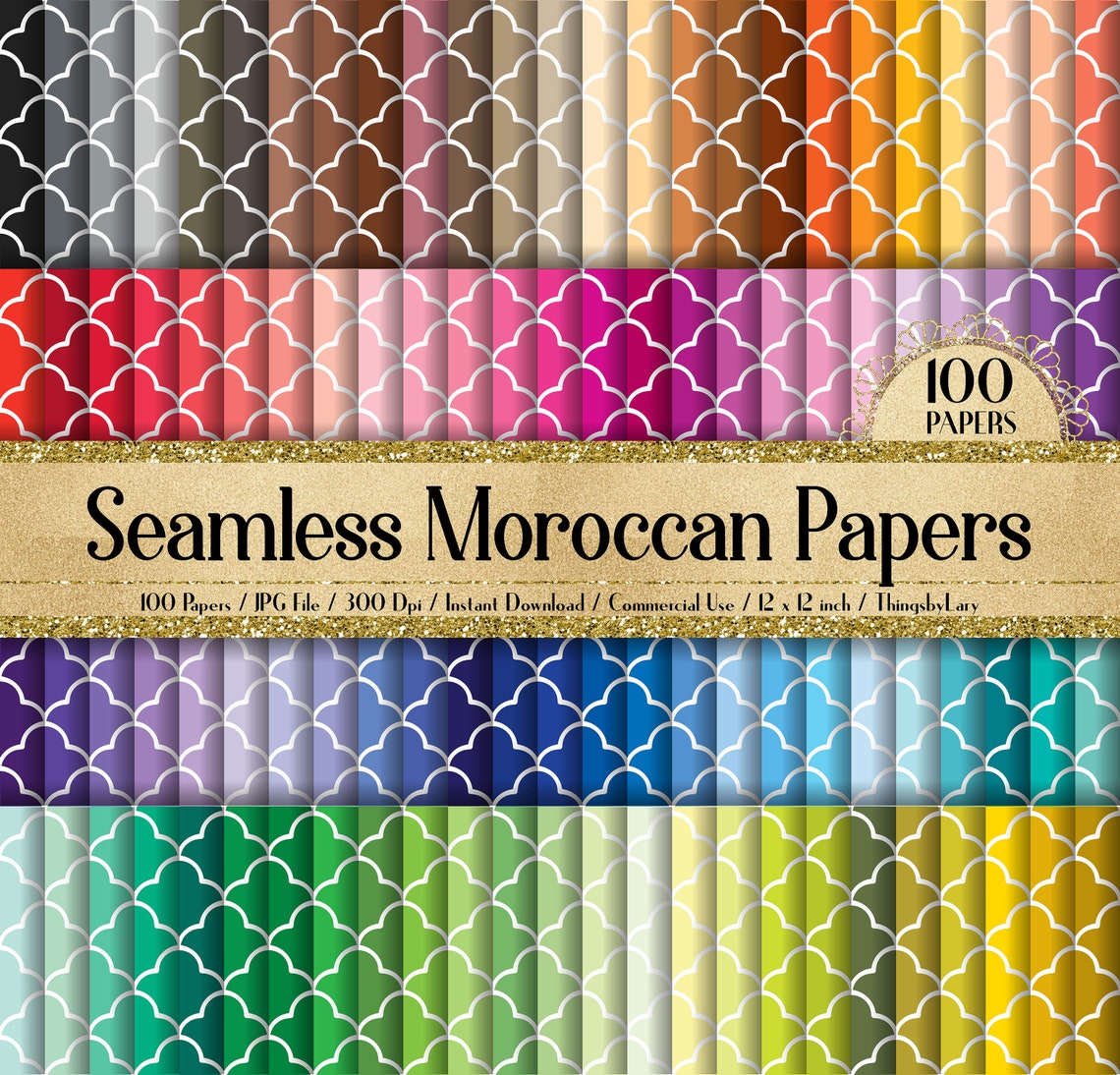 100 Seamless White Moroccan Pattern Papers 12 Inch 300 Dpi Instant ...