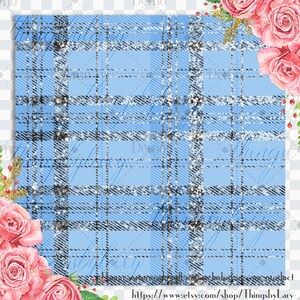 16 Luxury Silver and Light Blue Glitter Plaid Tartan Digital Paper Pack ...