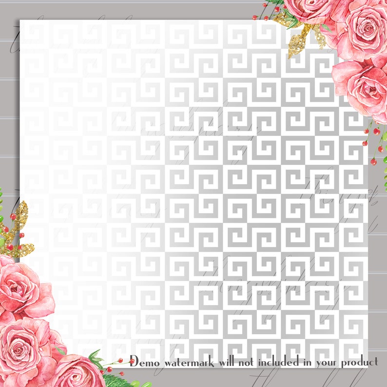 32 Gray Blended Greek Key Pattern Digital Papers 12x12 - Etsy