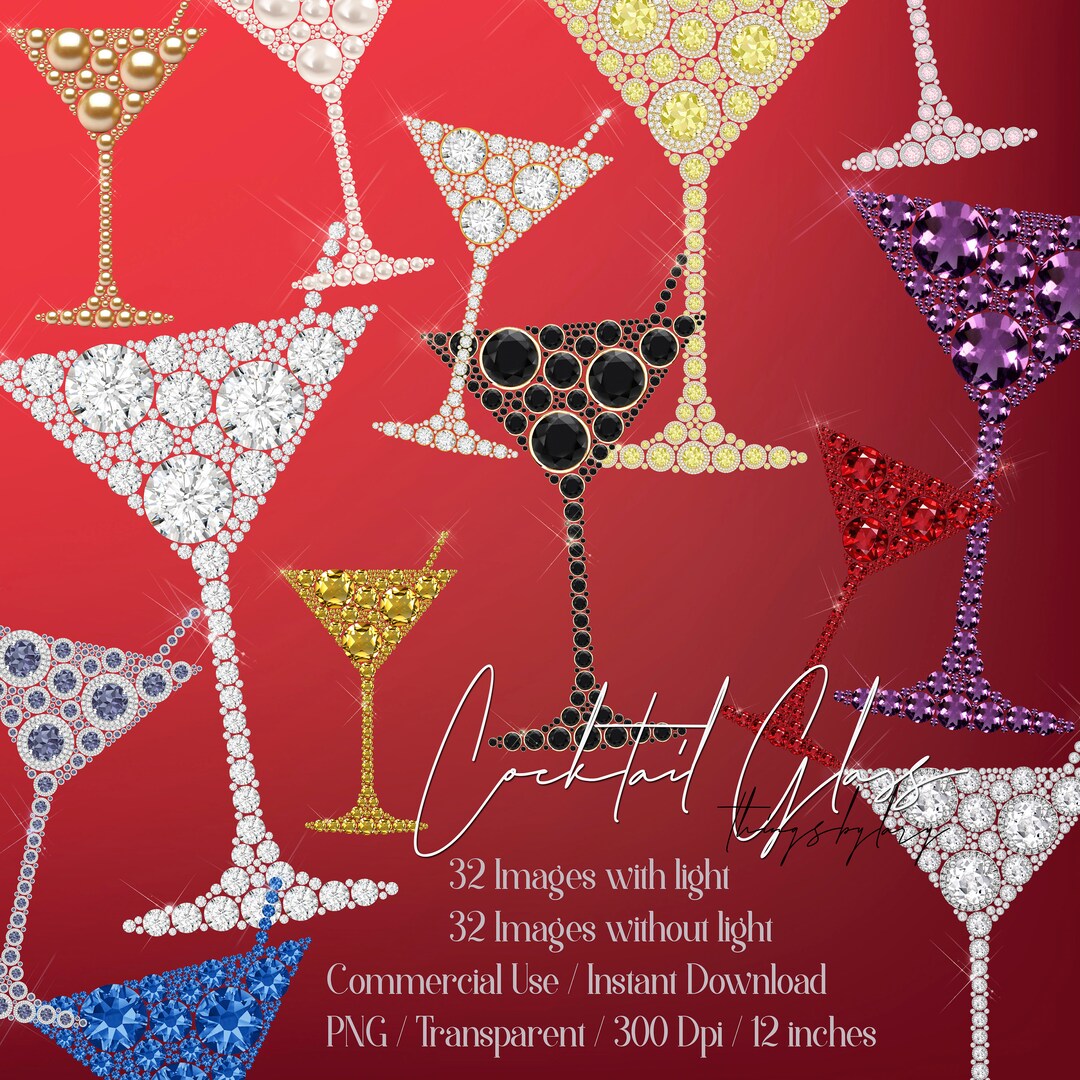 32 Diamond Pearl Gemstone Martini Cocktail Glass PNG Images Commercial ...