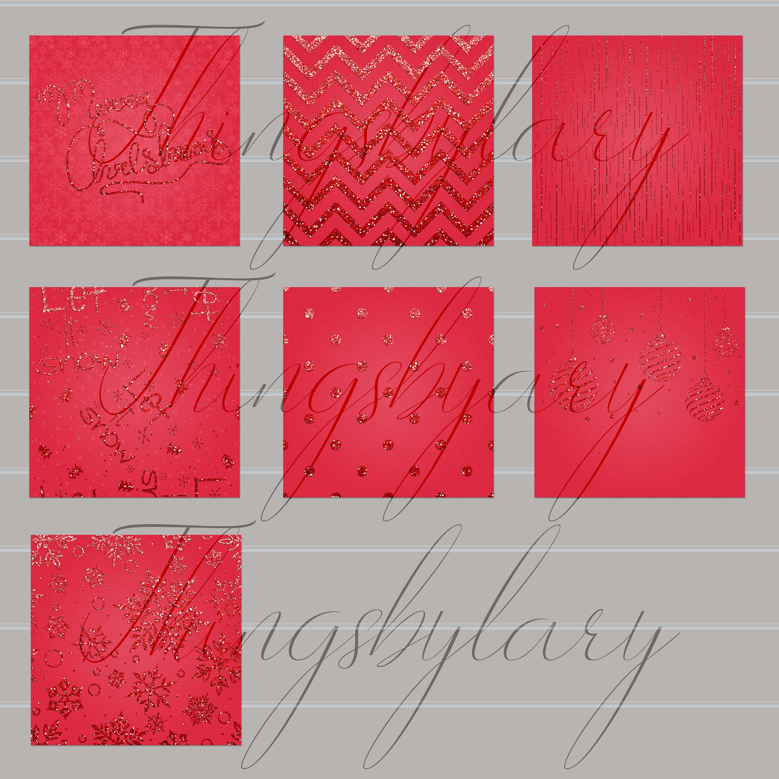 16 Red Glitter Christmas Digital Papers 12 300 Dpi | Etsy