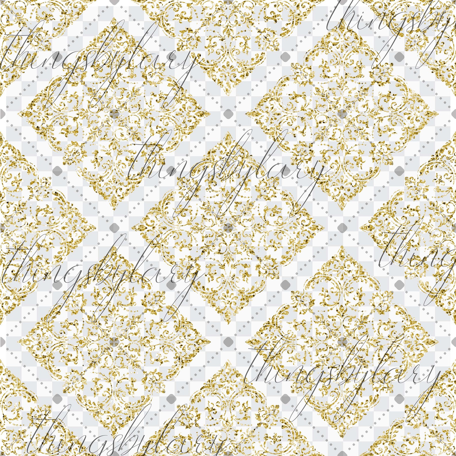 42 Gold Glitter Seamless Damask Ornament Overlays 12inch | Etsy