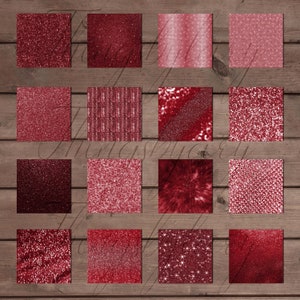 42 Red Glitter Sequin Digital Papers 12x12" 300 Dpi Planner Paper ...