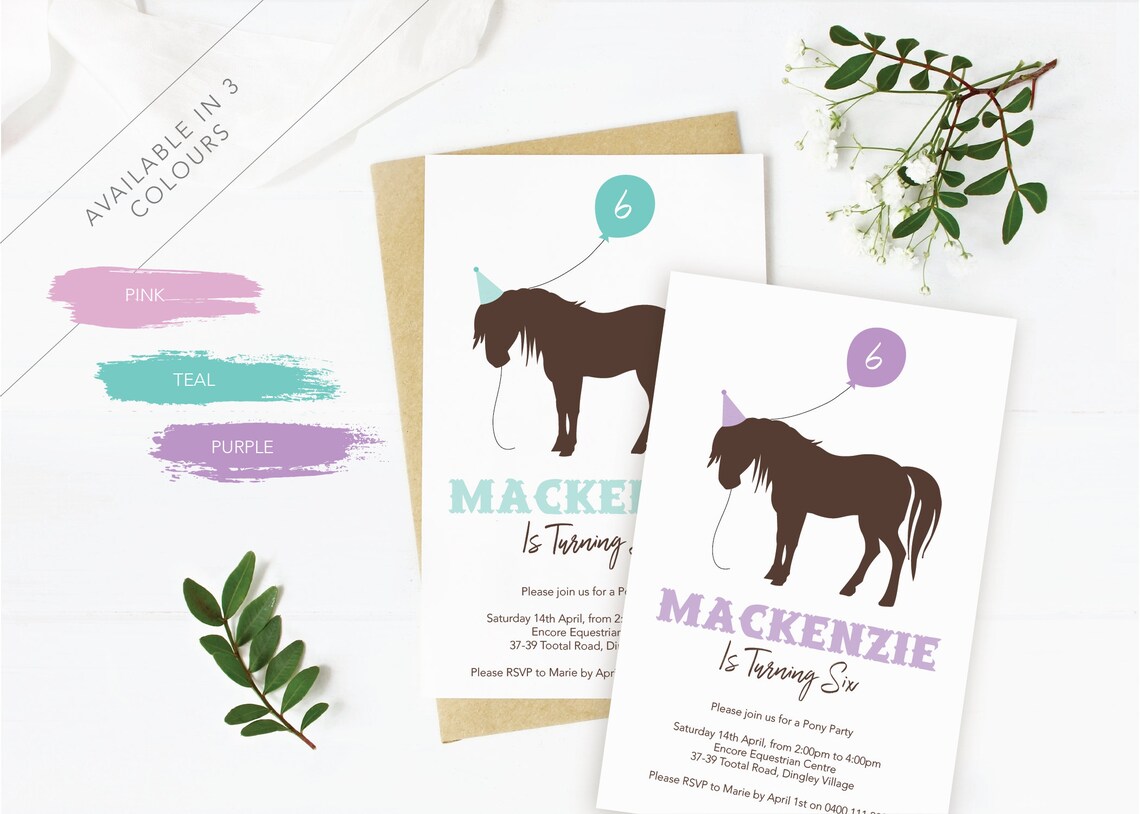 Personalised Pony Party Birthday Invitation Instant Download - Etsy