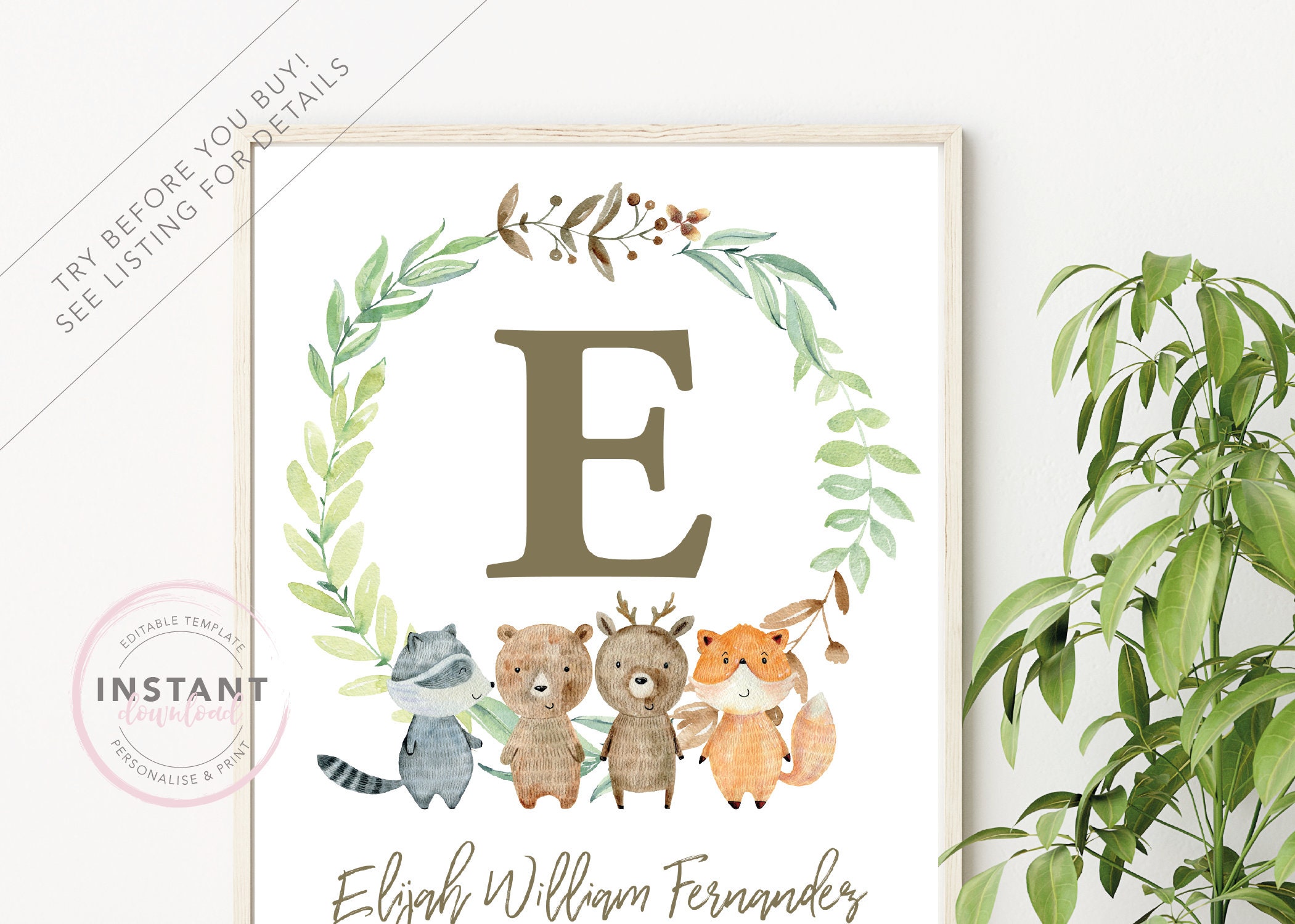Wilderness Family | Personalised Birth Details Print | Instant Download ...