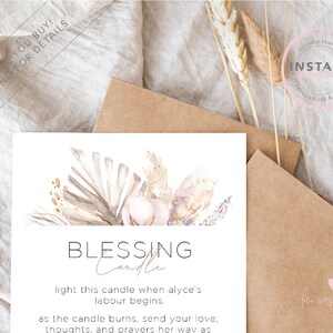 Boho Blessingway Candle Tag | Instant Download | Editable Label ...