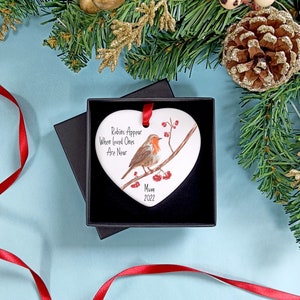 Robin Memorial Heart Christmas Decoration | Personalised Robin ...