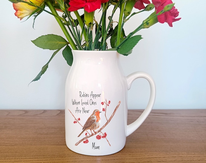 Light up Robin Vase, With Charm Decouoage, Vase, Gifts, Xmas Gifts ...